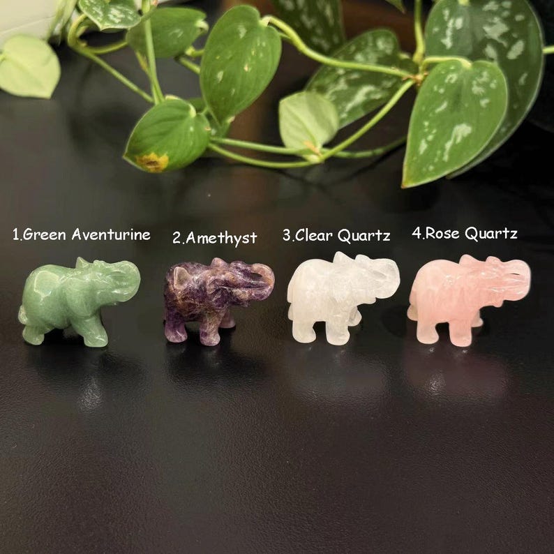 Hand Carved Crystal Elephant: Natural Gemstone Animal Decor (4cm) - Etsy