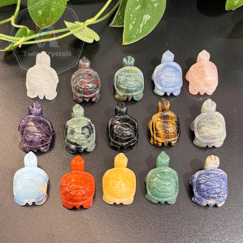 Handcrafted Gemstone Turtle: 3cm Crystal Figurine, Healing Decor - Etsy