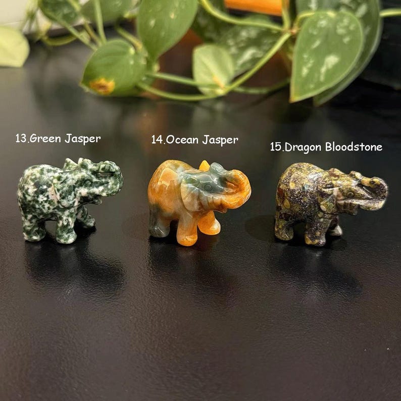 Hand Carved Crystal Elephant: Natural Gemstone Animal Decor (4cm) - Etsy