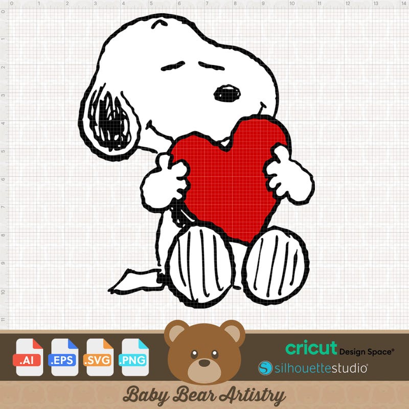 Snoopy Holding Heart - Etsy