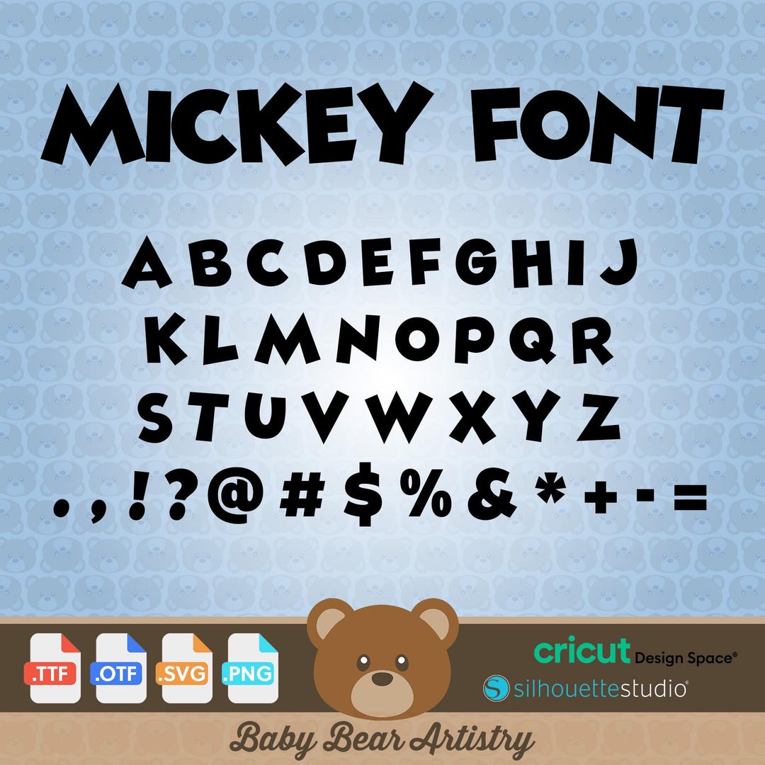 Ttf Otf Mickey Windows Mac PC Font Letters Alphabets Vector Svg ...