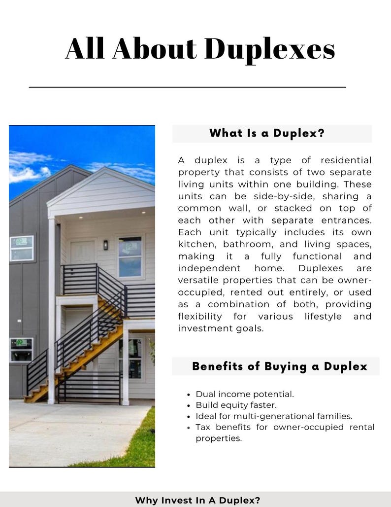 Editable Duplex Homebuying Guide - Etsy