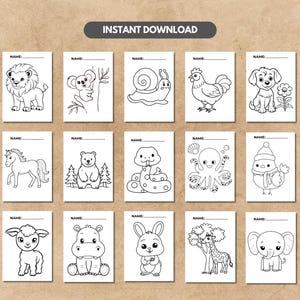 25 Adorable Animal Coloring Pages Printable Digital Download Letter ...