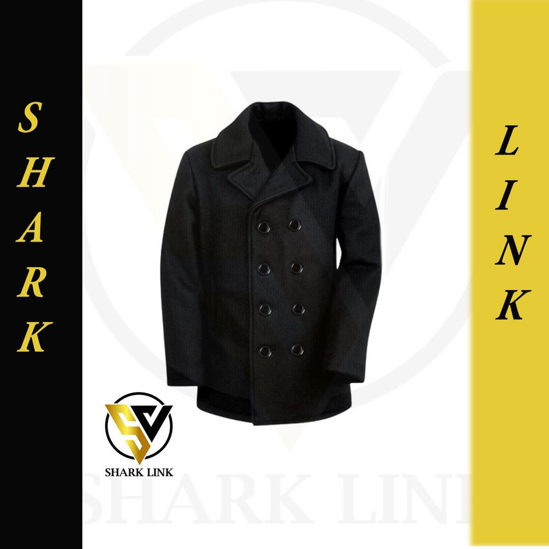 US Navy Pea Coat Mens 100% Wool Blend Double Breasted Dress Winter Warm ...