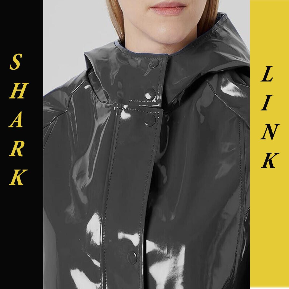 BLACK PVC Vinyl Womens Shinny Trench Long Coat Waterproof Winters ...