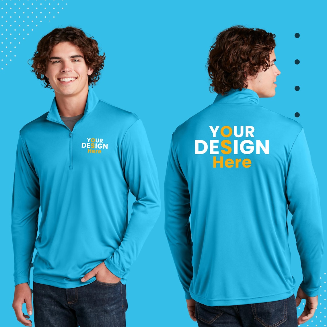 Custom Quarter Zip, Custom Printed Text Logo Sweatshirt, Monogram Zip ...