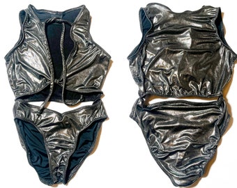 Silver Metallic Swimsuit - Etsy