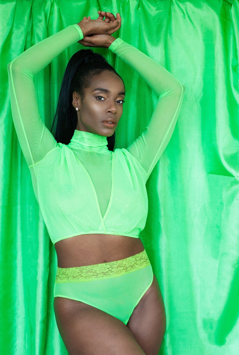 Neon Green Mesh Highwaist Panty Xs S M L Xl 2xl 3xl Etsy