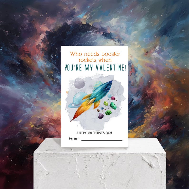Outer Space Valentines for Kids Classroom – Printable Set of 8 ...