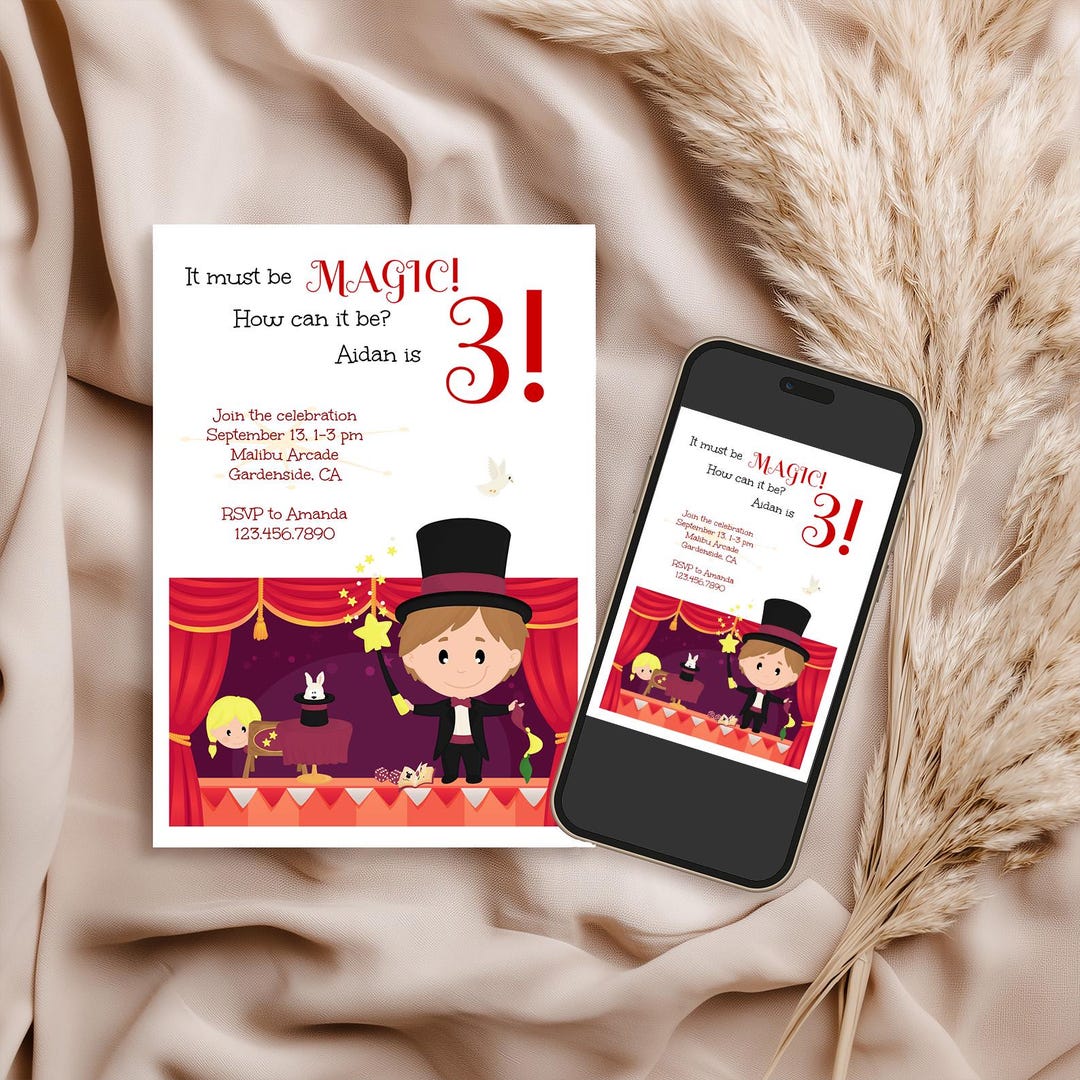 Magic Show Boy Birthday Invitation Template, Magic Party Birthday ...