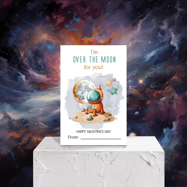 Outer Space Valentines for Kids Classroom – Printable Set of 8 ...