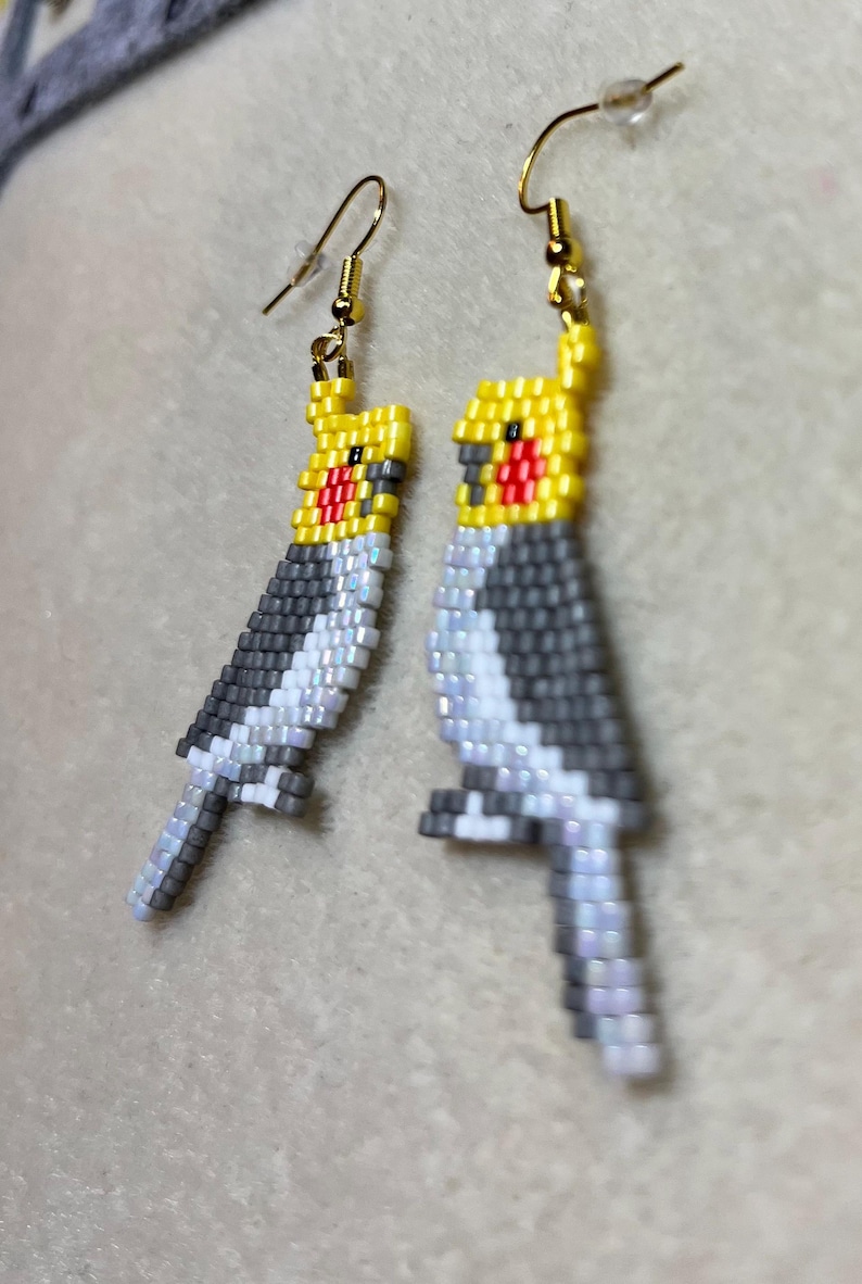 Beaded Cockatiel Earrings: Handmade Whimsical Bird Jewelry - Etsy