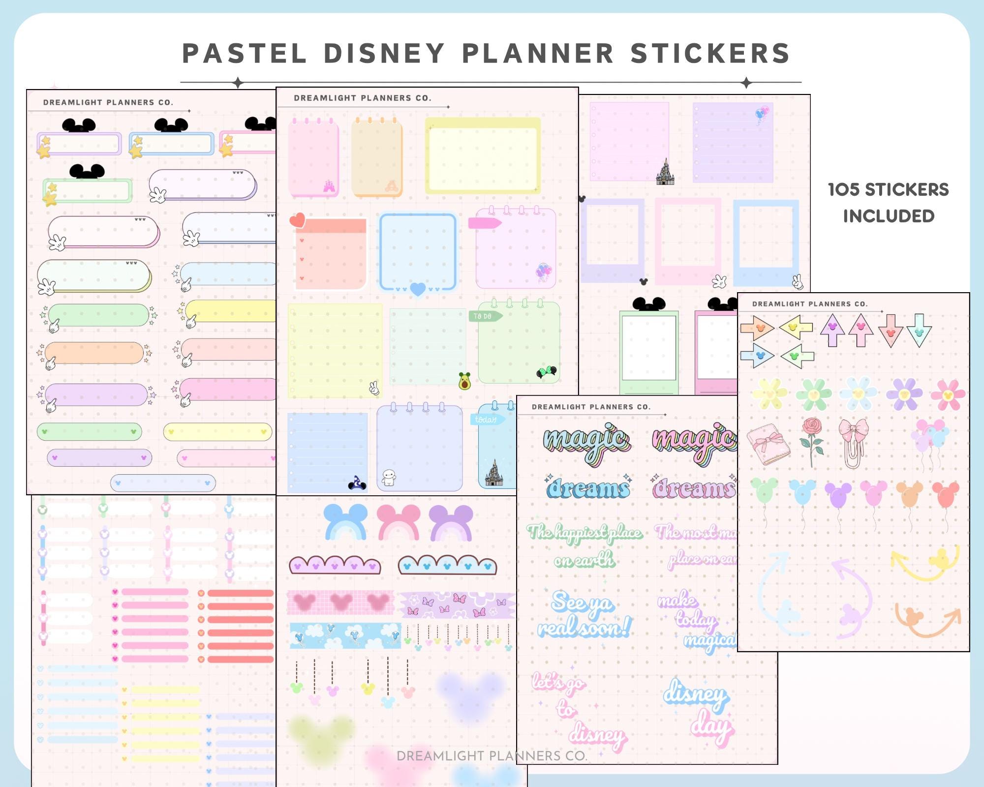 Mickey Planner Digital Stickers, Pastel Aesthetic Stickers for ...