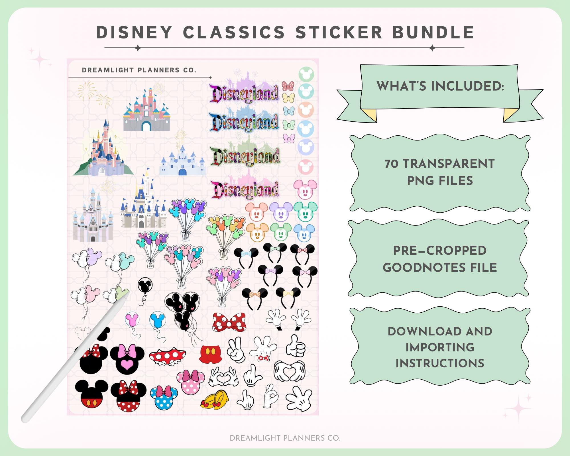 Mickey Classics Digital Stickers Bundle for Ipad, Cute Transparent Clip ...