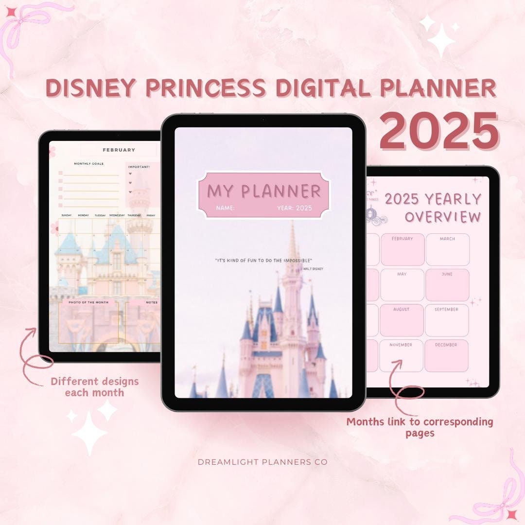 2025 Princesses Yearly Goodnotes Planner Dated Fully Hyperlinked ...