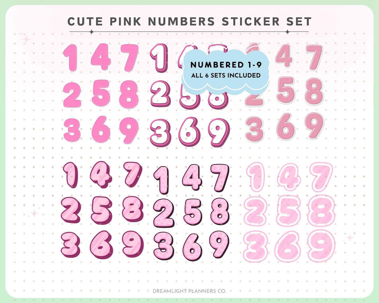Cute Pink Numbers Digital Sticker Set, Digital Sticker Bundle ...
