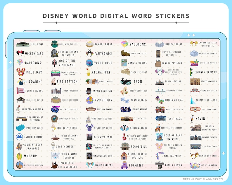 World Theme Park Digital Stickers, Digital Planner Stickers, Goodnotes ...