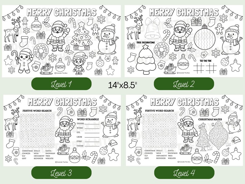 Printable Instant Download Christmas Coloring Placemats | Christmas ...