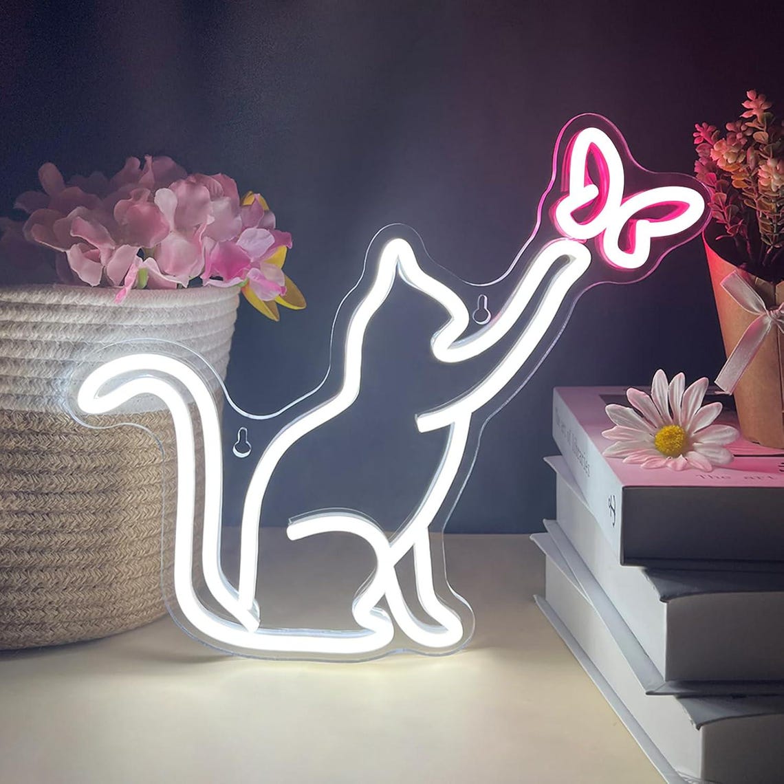 Cat Neon Sign | Cat Heart Neon | Neon Wall Decor | Neon Sign | Neon ...
