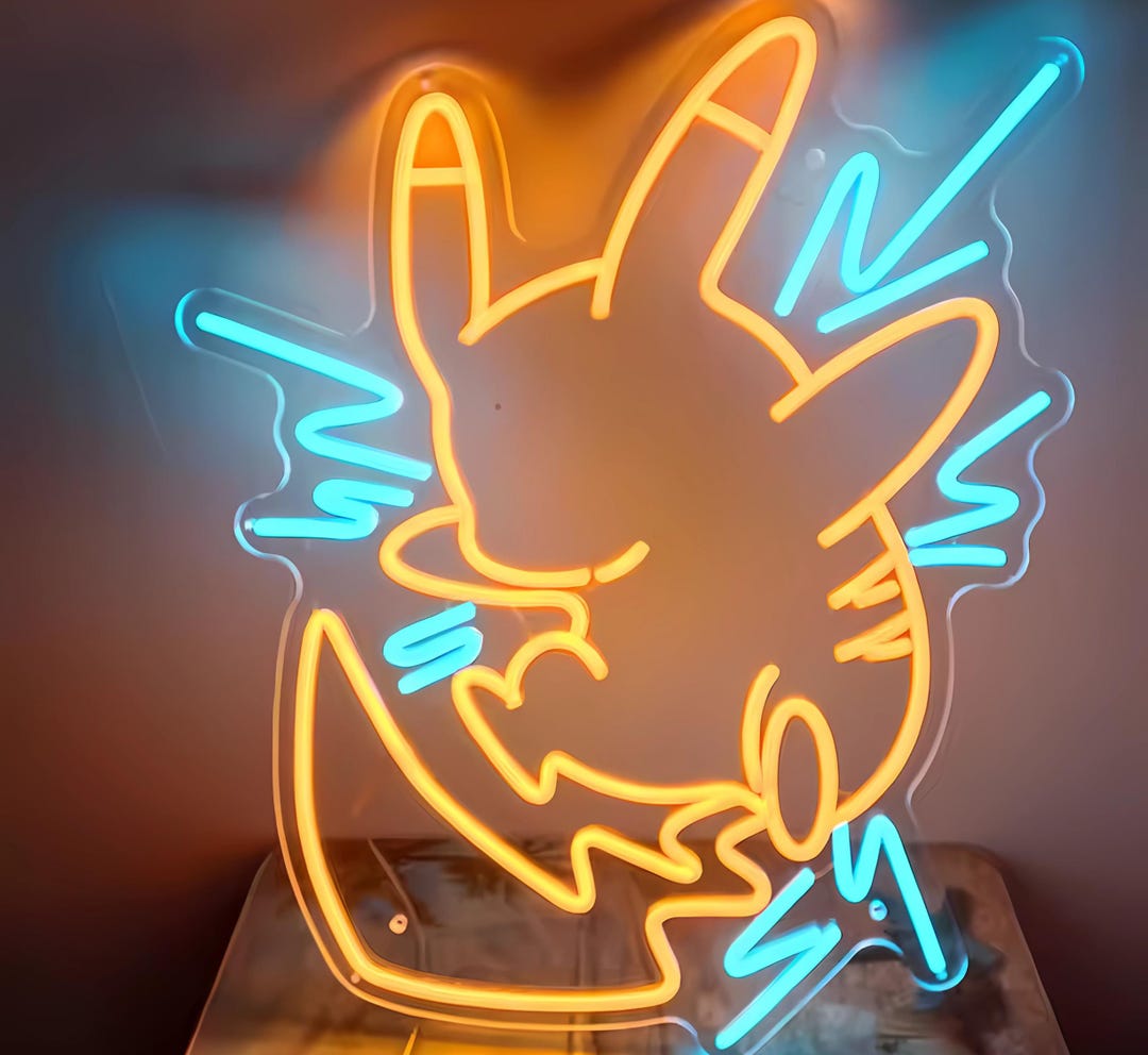 Pikachu Neon Sign | Custom Neon Sign | Neon Sign | Neon Wall Art | Wall ...