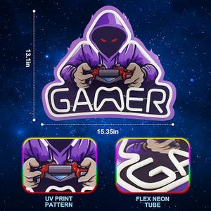 Gamer Neon Sign | UV Printed Gamer Neon Sign | Boys Room Neon Sign ...