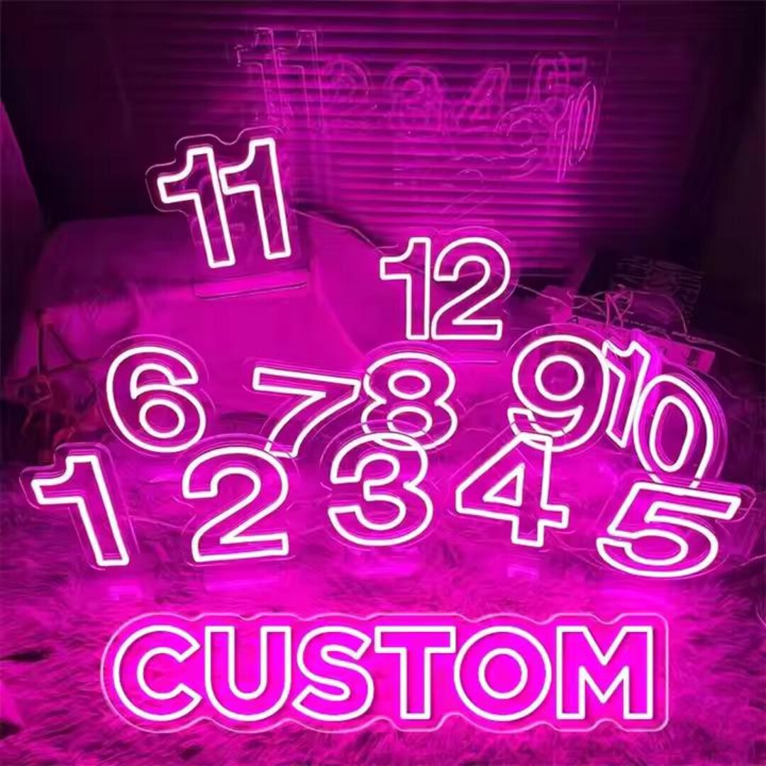 Custom Number Neon Sign | Custom Neon Sign | Neon Sign | Office Sign ...