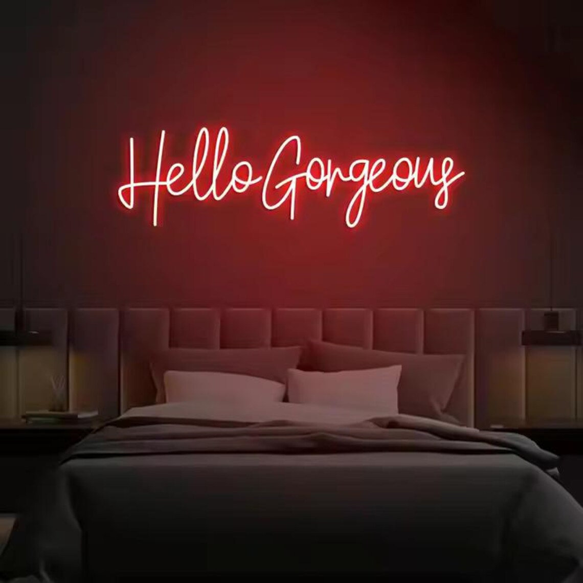 Hello Gorgeous Neon Sign | Custom Neon Sign | Neon Sign | Room Sign ...