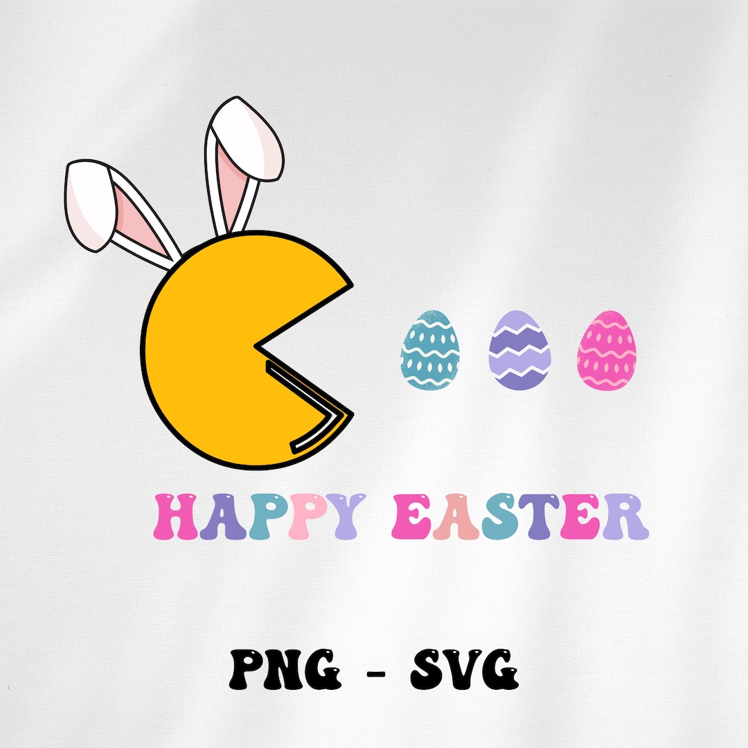 Happy Easter SVG, Pac Man Easter, Easter Eggs, Kids Easter Svg, Pac Man ...