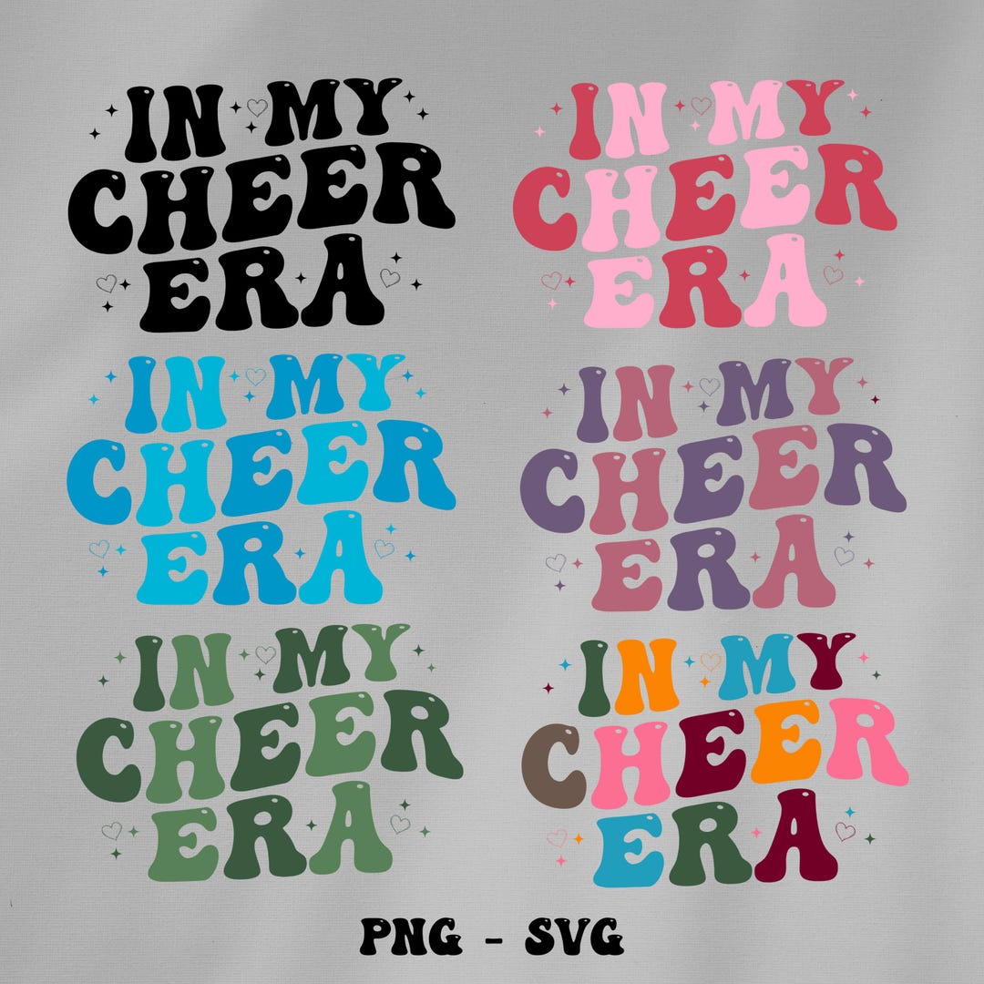 In My Cheer Era Bundle Png, Cheer Svg, Wavy Letters Cheer Shirt Svg ...