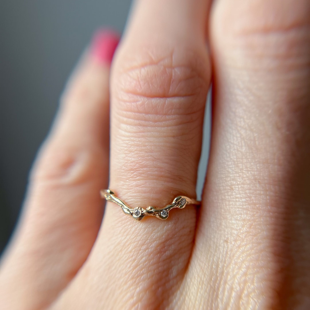 Naples Diamond Contour Ring | Handmade Nature Inspired Delicate Diamond ...