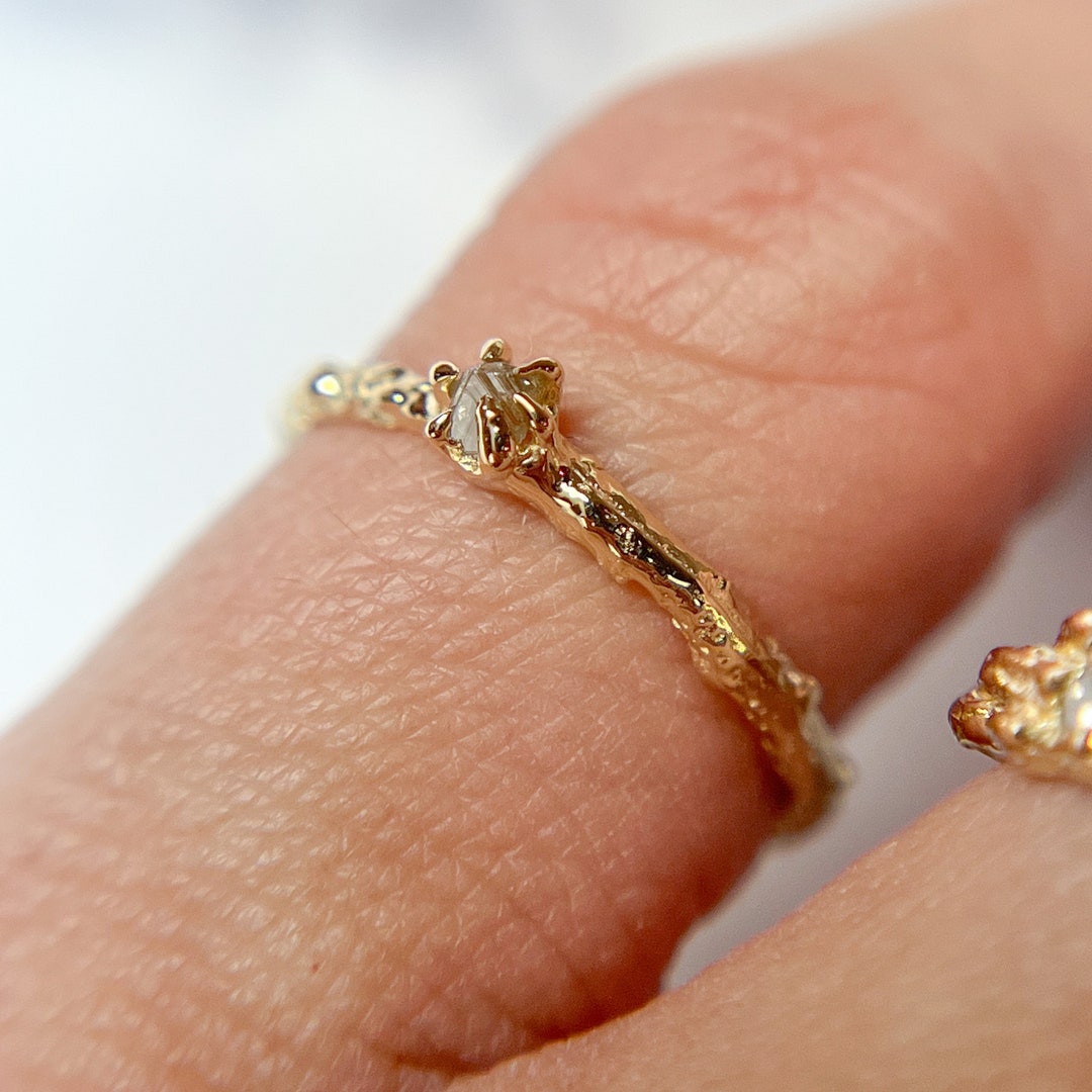 Rough Diamond Lila Ring | Boho Uncut Diamond Wedding Ring, Organic ...