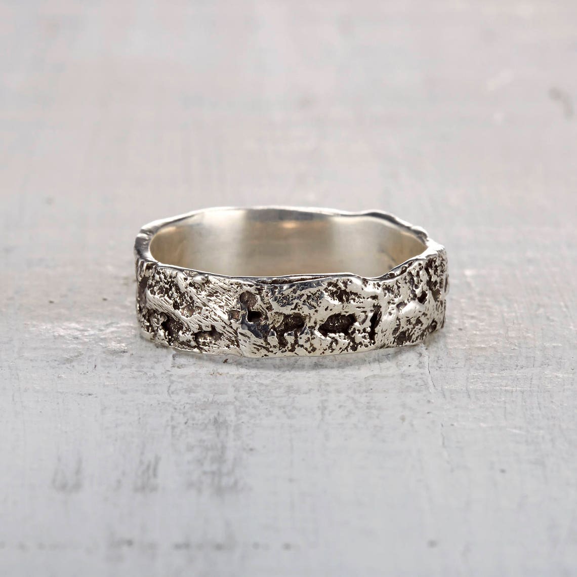 Mens Tree Bark Wedding Band Textured Bark Ring Nature - Etsy
