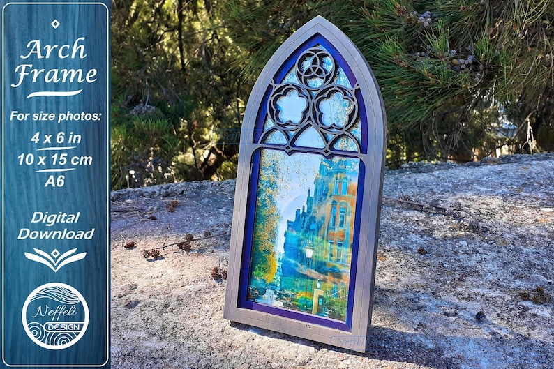 Arch Window Picture Frame, Original Photo Frame, Medieval Style, 4x6 In ...