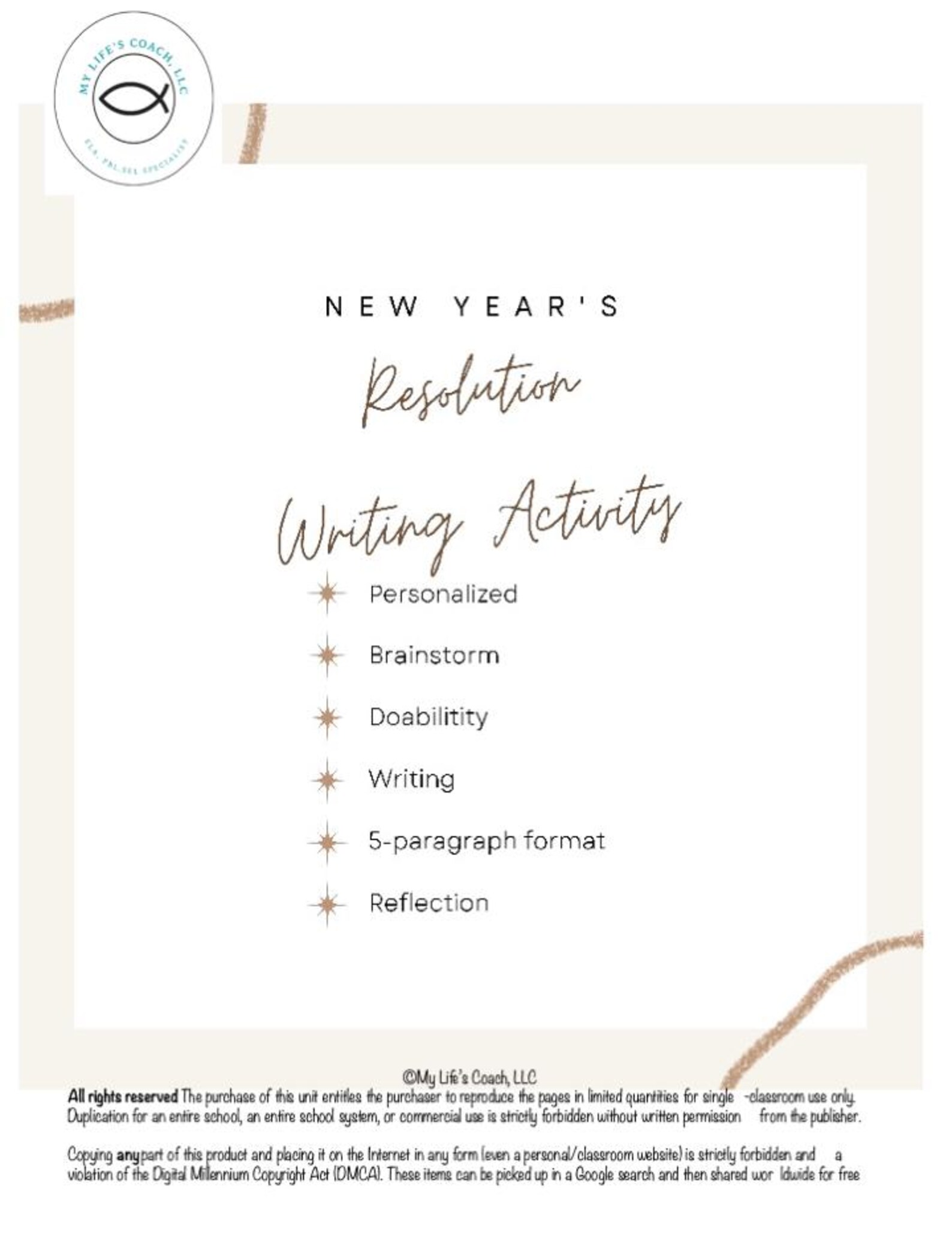 No Prep--new Year's Resolution Activity - Etsy