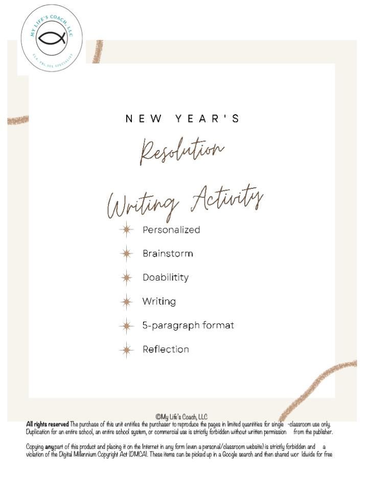 No Prep--new Year's Resolution Activity - Etsy