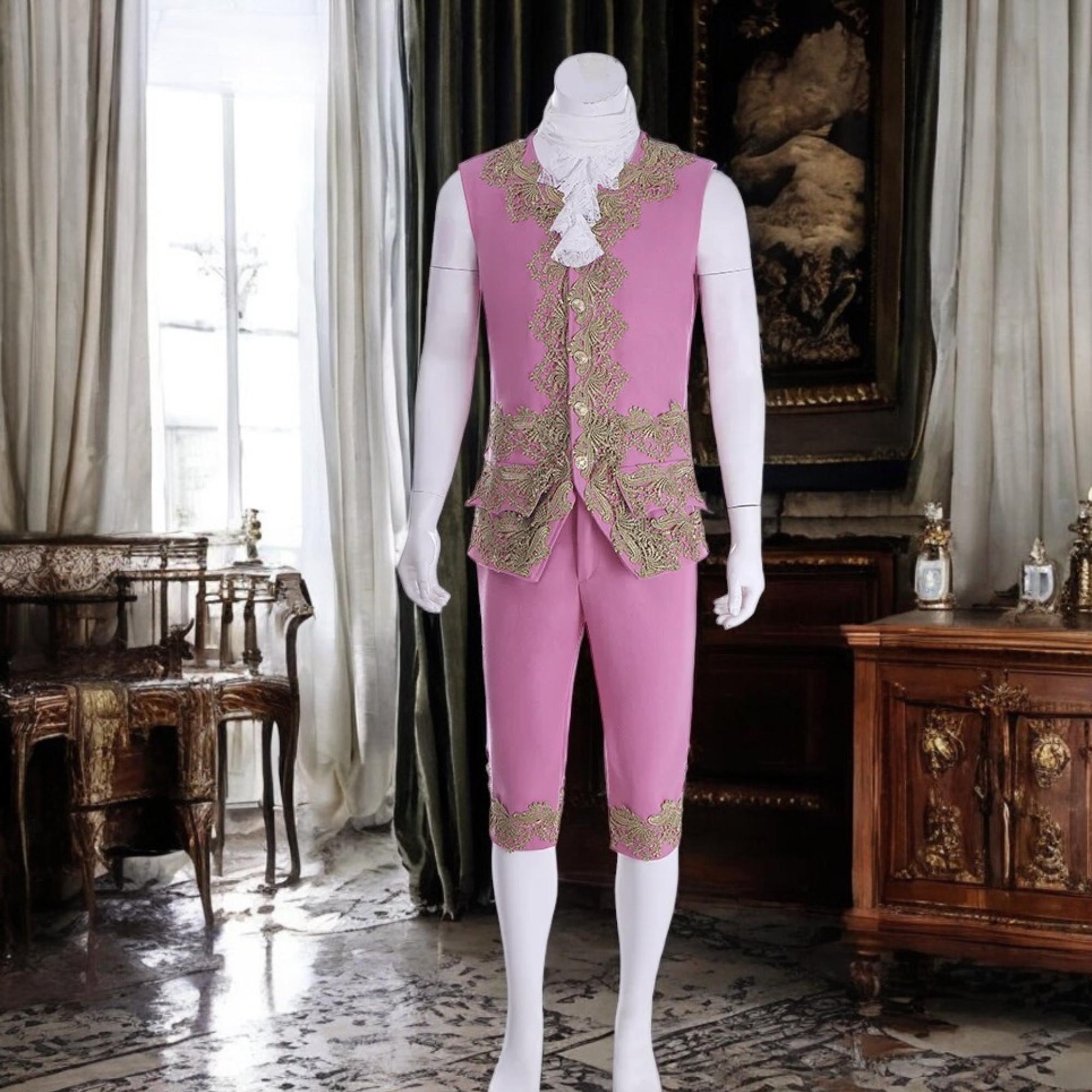 18th Century Rococo Costume, Baroque Suit for Men, Gold Embroidery ...