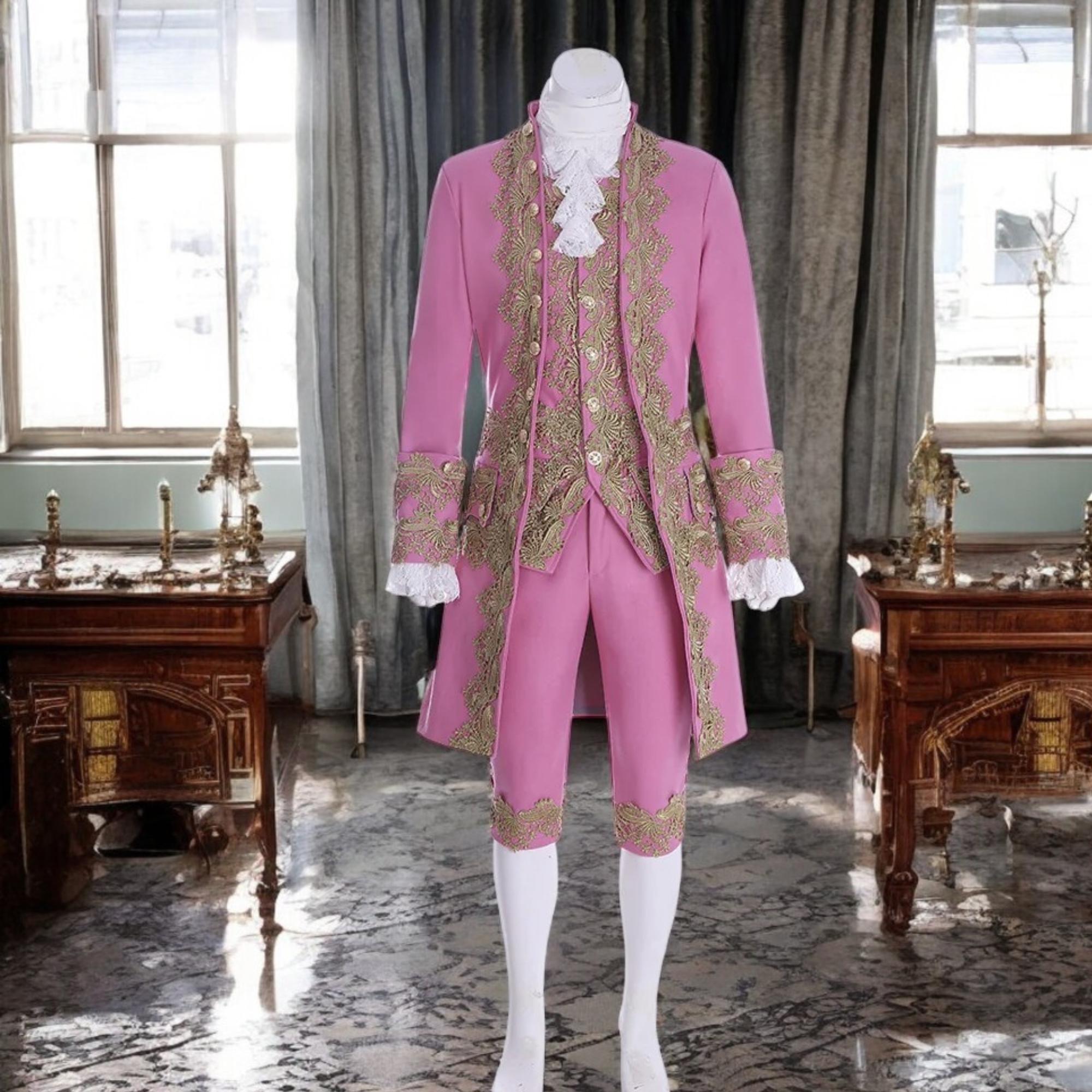 18th Century Rococo Costume, Baroque Suit for Men, Gold Embroidery ...