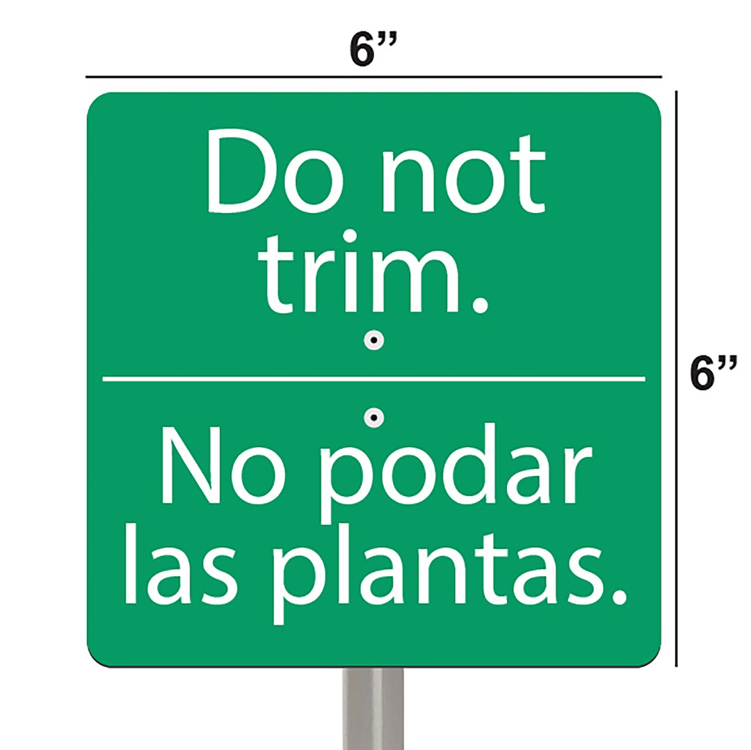 Garden Sign, Do Not Trim Sign in English and Spanish, Acrylic Sign With ... Garden Sign, Do Not Trim Sign in English and Spanish, Acrylic Sign With ...