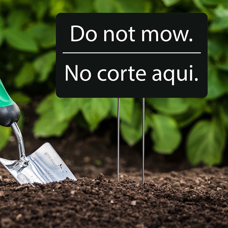 Do Not Mow Garden Sign Garden Markers Bilingual Yard Signs - Etsy