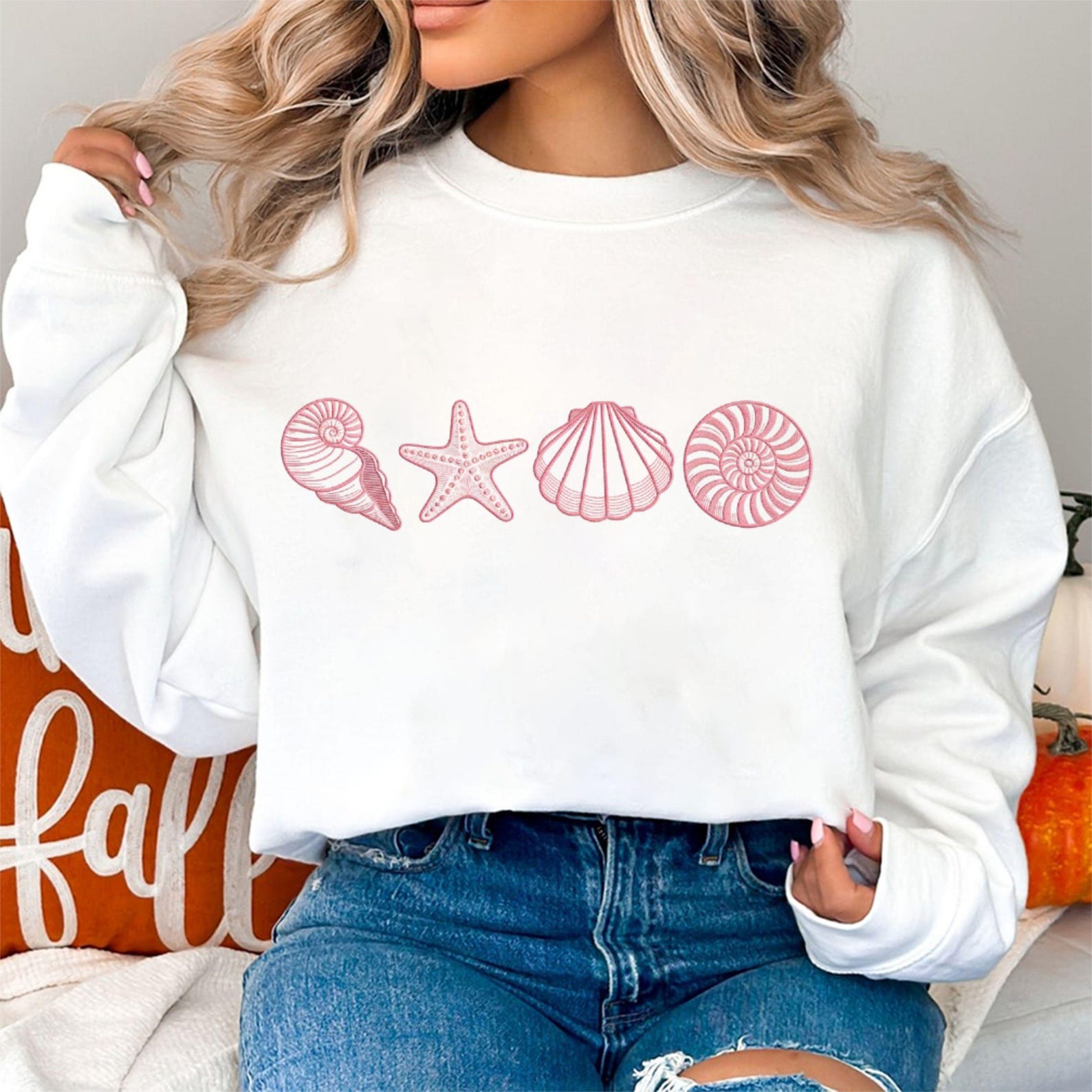 Beach Embroidery Design, Ocean Embroidery Design, Sea Shells Embroidery ...