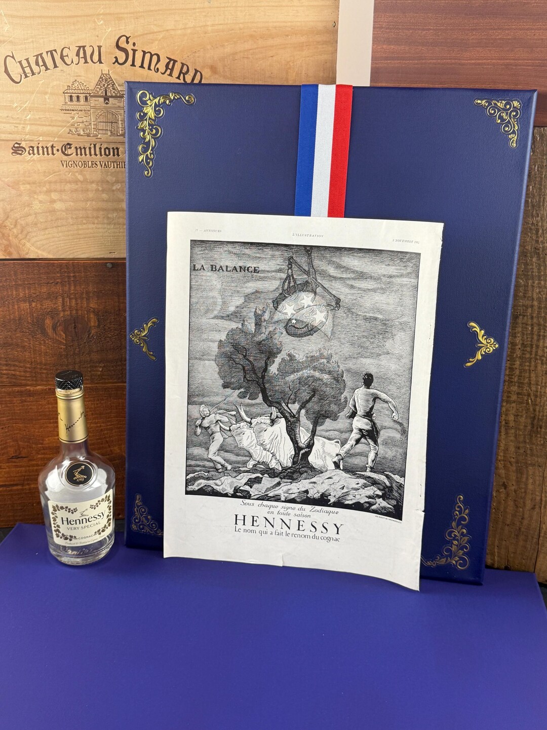 Original French Vintage Hennessy Cognac Poster – Astrology Sign Libra ...