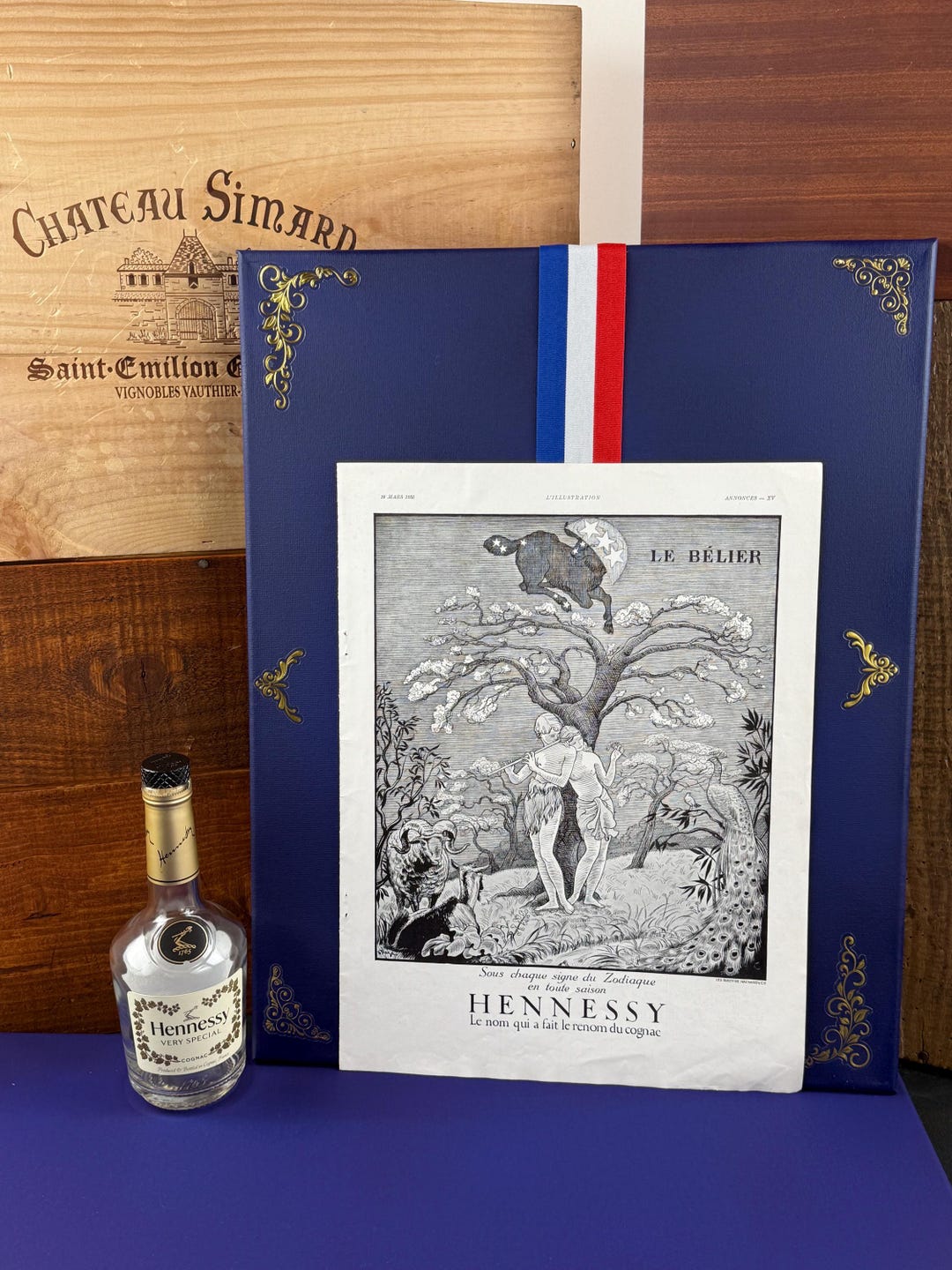 Original French Vintage Hennessy Cognac Poster – Astrology Sign Aries ...
