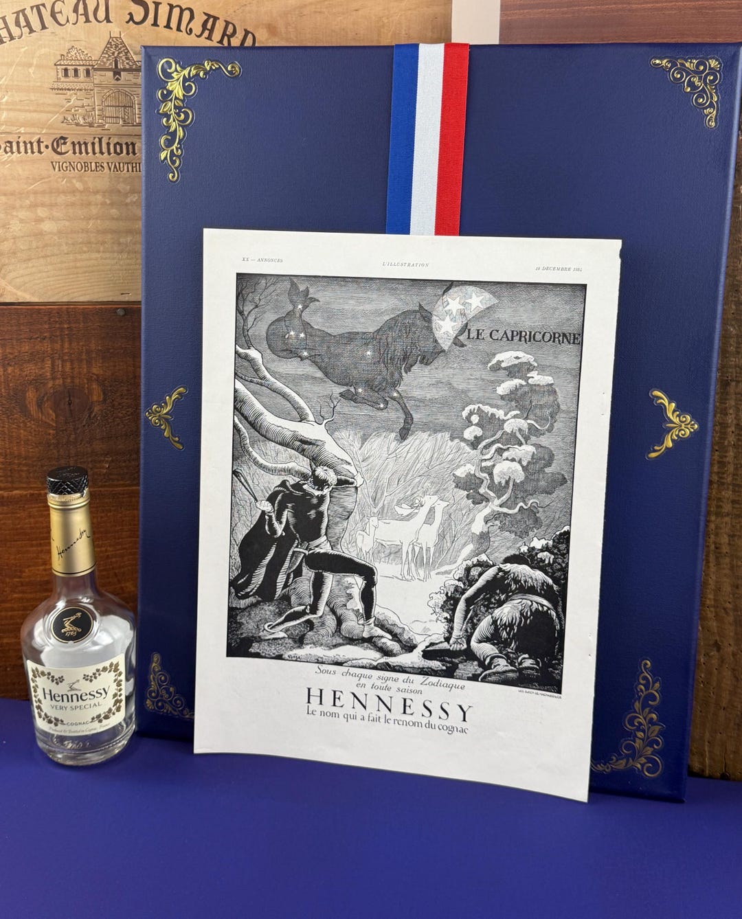 Original French Vintage Hennessy Cognac Poster – Astrology Sign ...