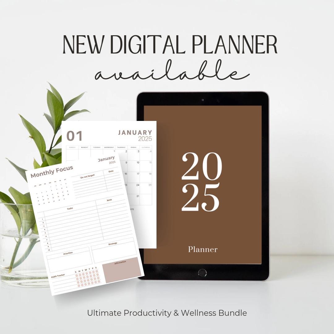 Minimalist White and Beige 2025 Digital Planner Ultimate Productivity ...