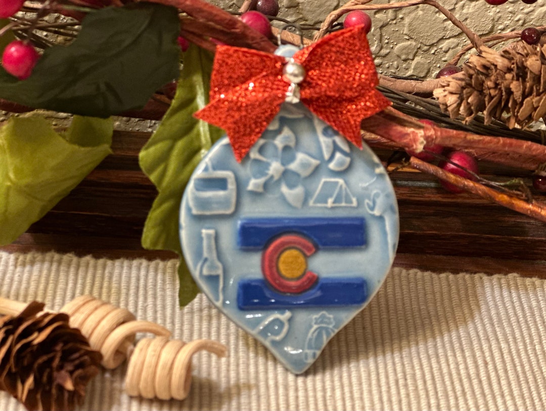 Colorado Ornament / Handmade Ceramics / Colorado Theme With State Flag ...