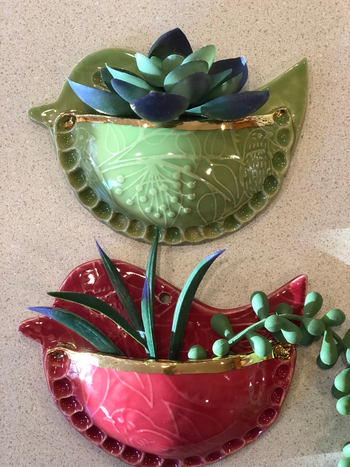Air Plant Wall Pockets With 14 Karat Gold Trim / NEW BLING - Etsy