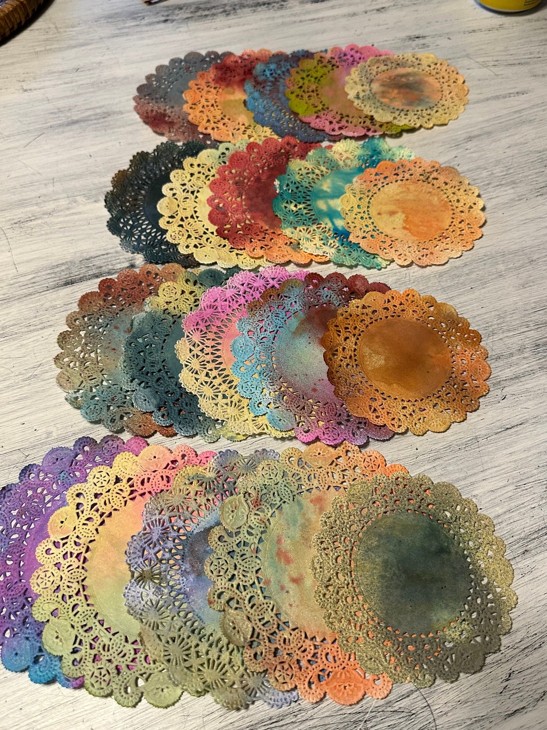 Hand Dyed Paper Doilies Set of 5 - Etsy