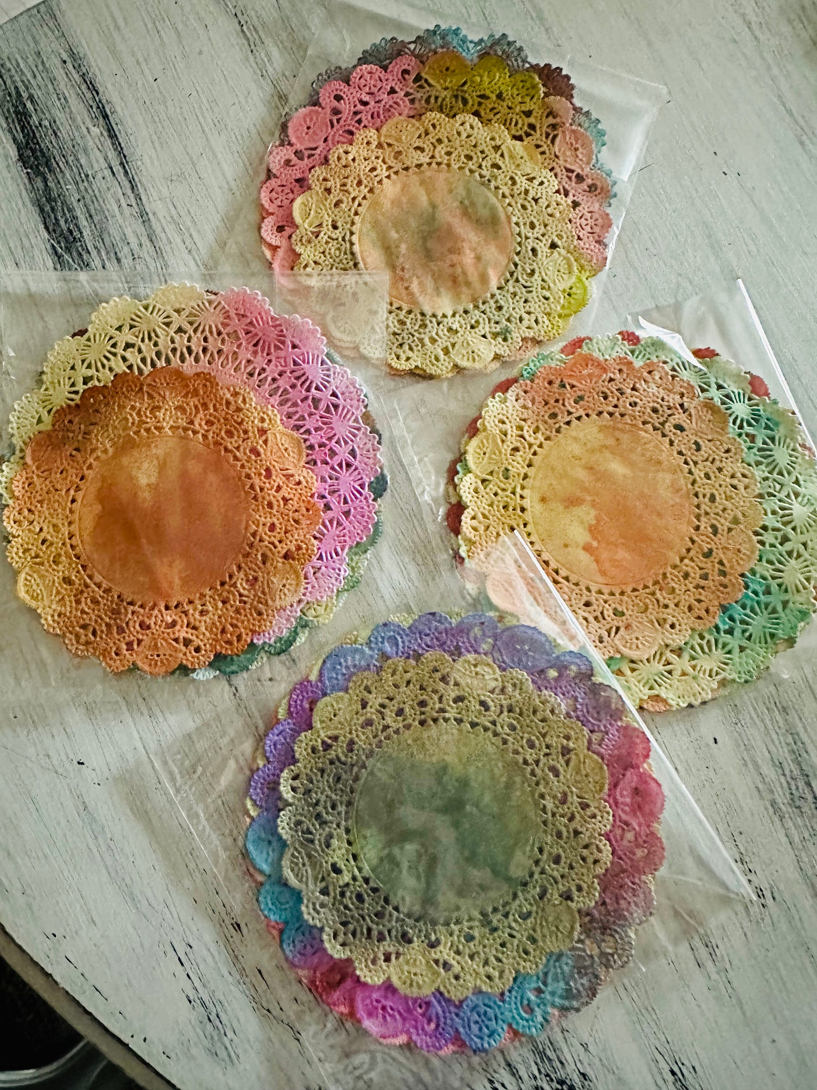 Hand Dyed Paper Doilies Set of 5 - Etsy