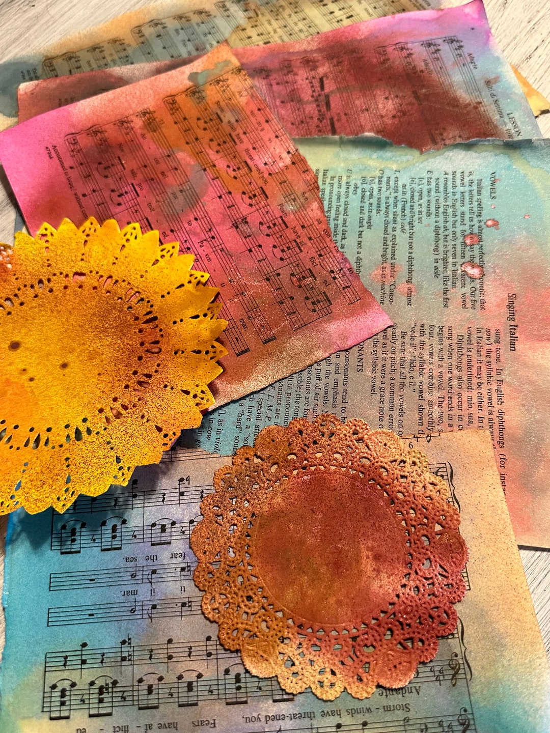 Hand Dyed Paper Doily Sheet Music - Etsy