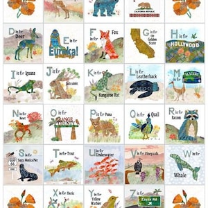 Desert Bird California Abcs Fabric Panel - Hip Stitch Exclusive - Etsy